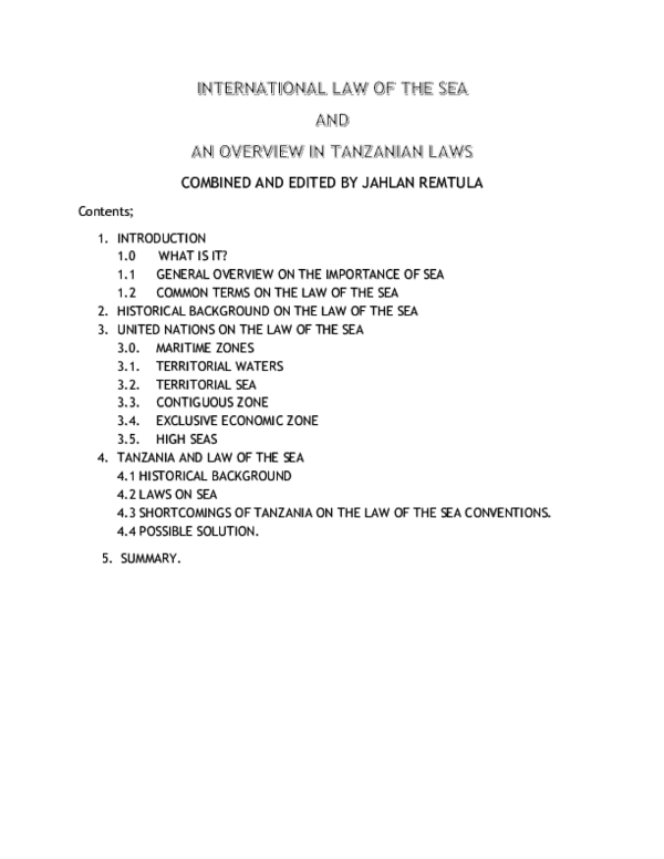 (PDF) LAW OF THE SEA SUMMARY NOTES FOR LLB STUDENTS