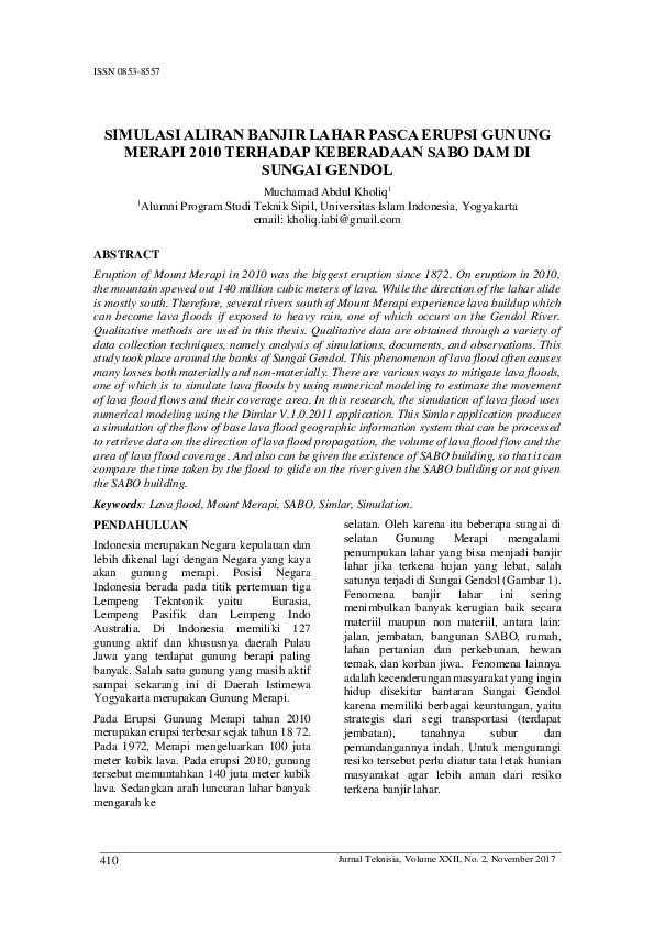(PDF) Simulasi Aliran Banjir Lahar Pasca Erupsi Gunung Merapi 2010 ...