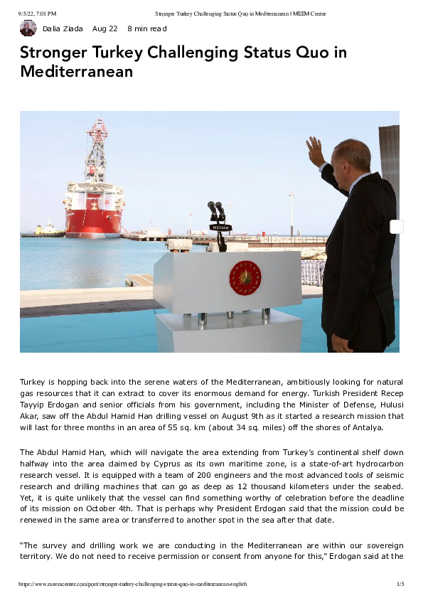 (PDF) Stronger Turkey Challenging Status Quo in Mediterranean