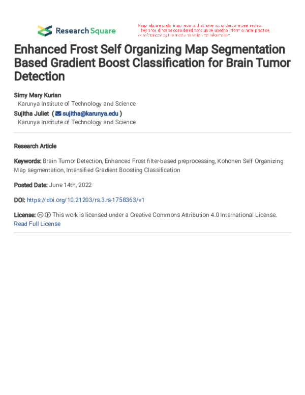 (PDF) Enhanced Frost Self Organizing Map Segmentation Based Gradient Boost Classification for ...