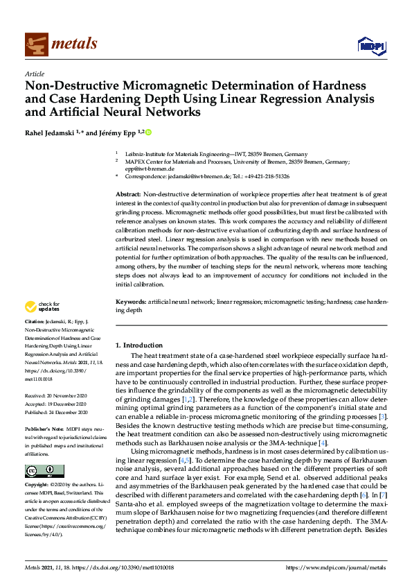(PDF) Non-Destructive Micromagnetic Determination of Hardness and Case Hardening Depth Using ...