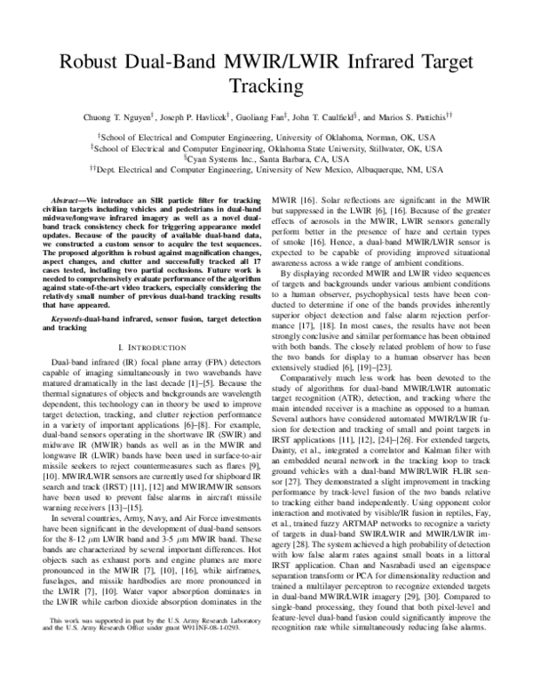 (PDF) Robust dual-band MWIR/LWIR infrared target tracking