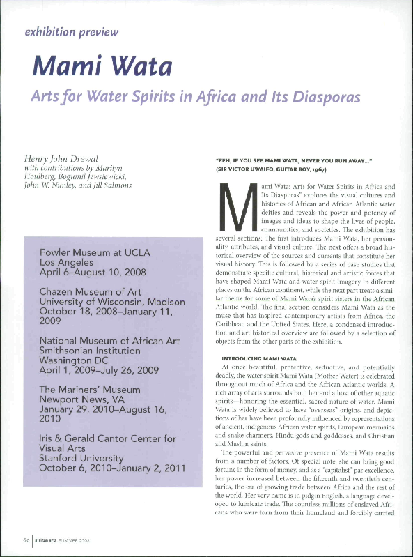 (PDF) Mami Wata: Arts for Water Spirits in Africa and Its Diasporas