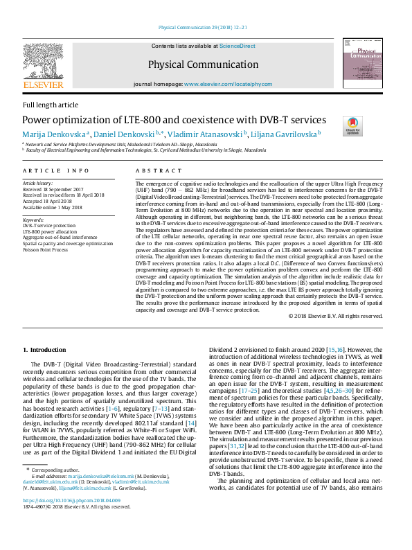 Pdf Power Optimization Of Lte 800 And Coexistence With Dvb T Services