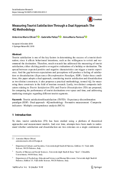 (PDF) Measuring Tourist Satisfaction Through a Dual Approach: The 4Q ...