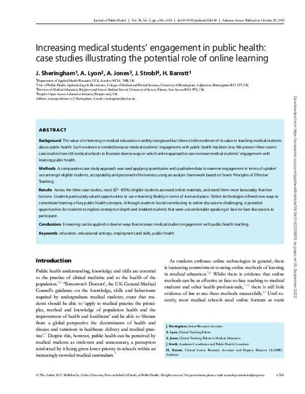 (PDF) Increasing medical students' engagement in public health: case ...