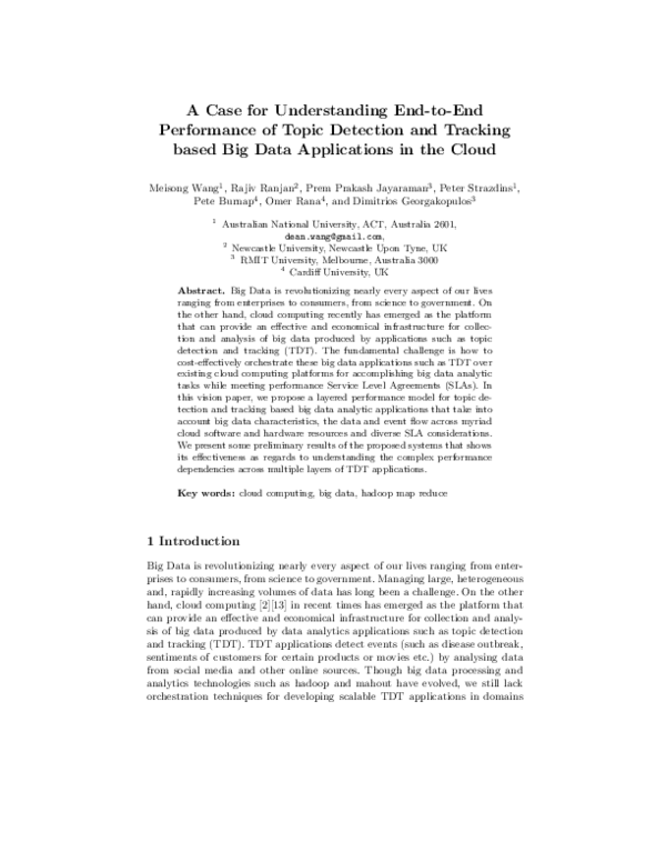 (PDF) A Case for Understanding End-to-End Performance of Topic Detection and Tracking Based Big ...