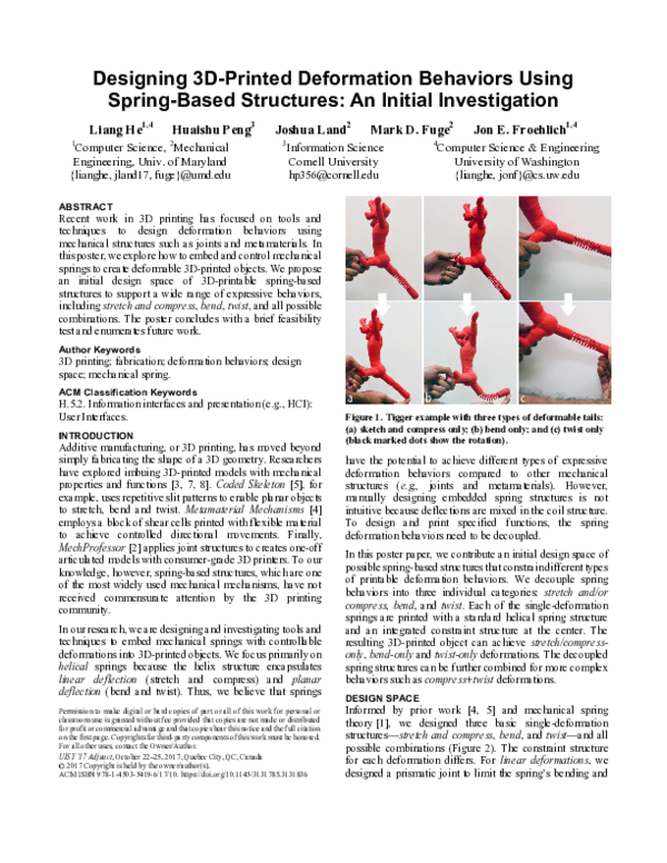 (PDF) Designing 3D-Printed Deformation Behaviors Using Spring-Based Structures