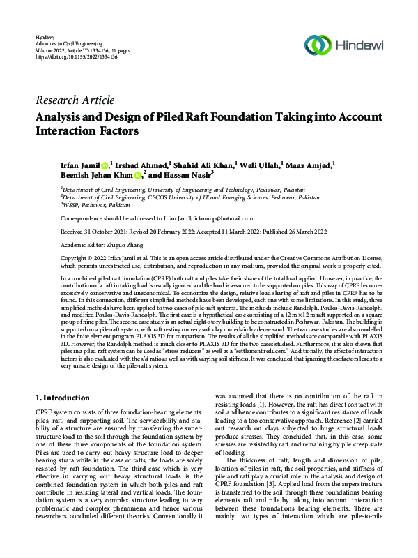(PDF) Analysis and Design of Piled Raft Foundation Taking into Account ...