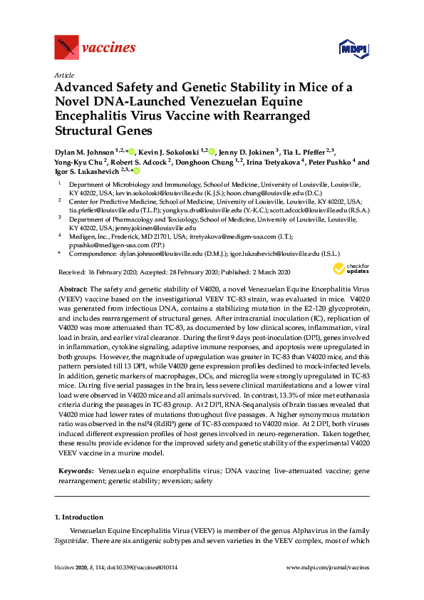 (PDF) Advanced Safety and Genetic Stability in Mice of a Novel DNA ...