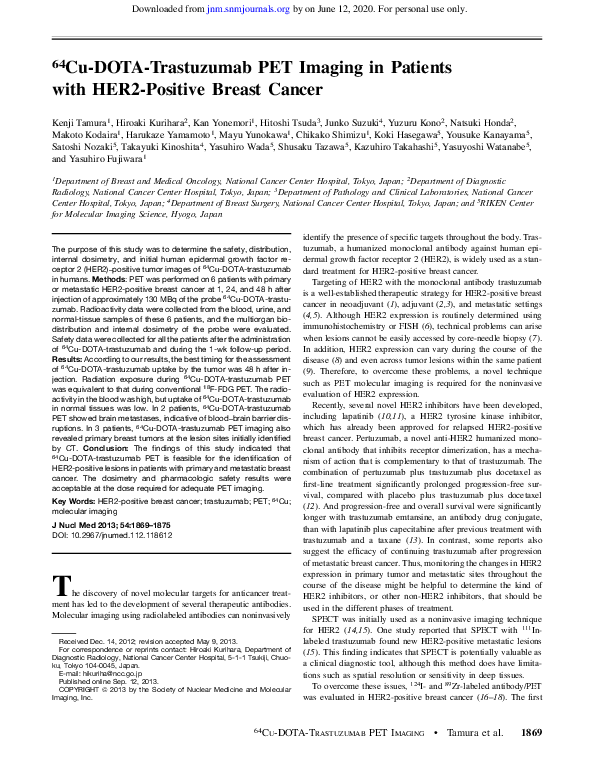 (PDF) 64Cu-DOTA-Trastuzumab PET Imaging in Patients with HER2-Positive ...