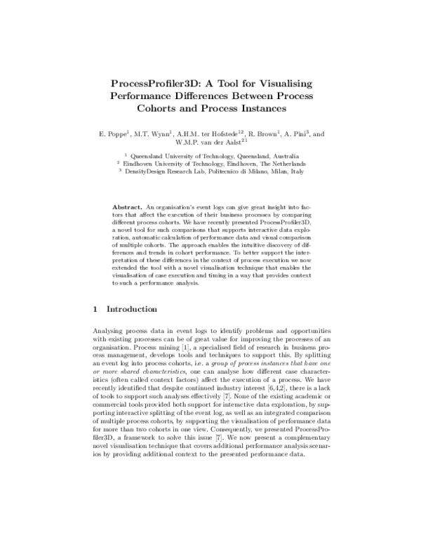 (PDF) ProcessProfiler3D: A Tool for Visualising Performance Differences Between Process Cohorts ...