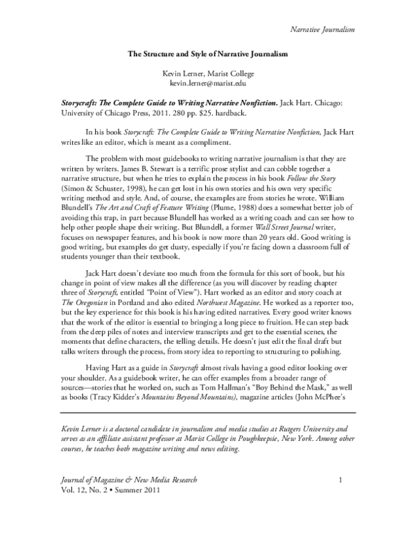 (PDF) The Structure and Style of Narrative Journalism