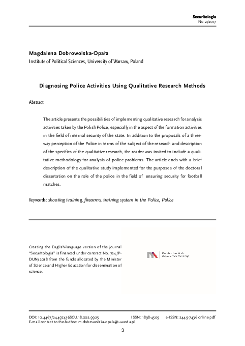 (PDF) Diagnosing Police Activities Using Qualitative Research Methods