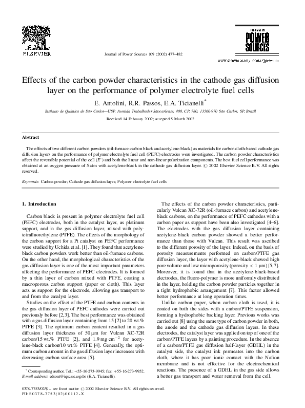 (PDF) Effects of the carbon powder characteristics in the cathode gas diffusion layer on the ...