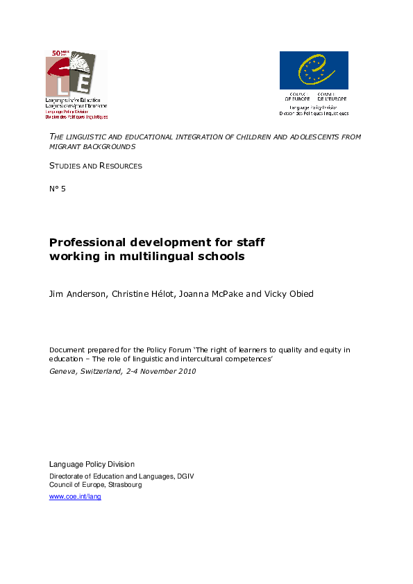 (PDF) Professional development for staff working in multilingual schools
