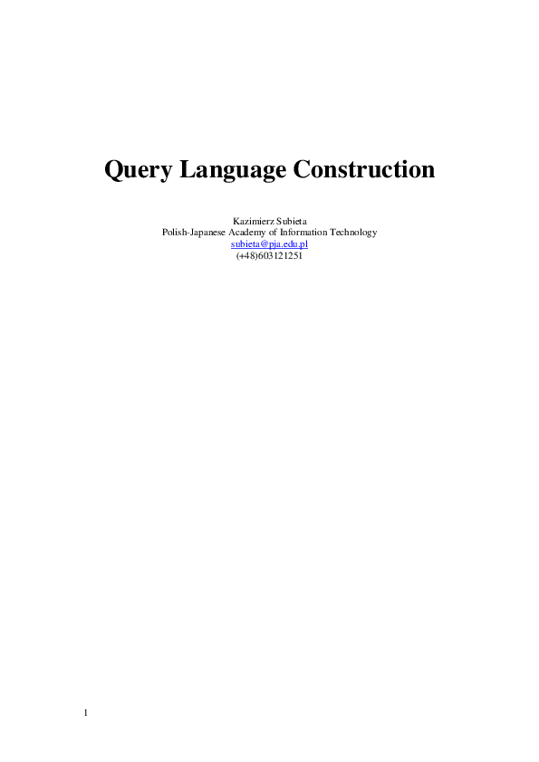 (PDF) Query Language Construction