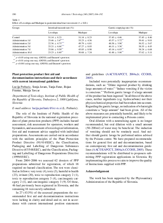 (PDF) Plant protection product first aid and decontamination ...