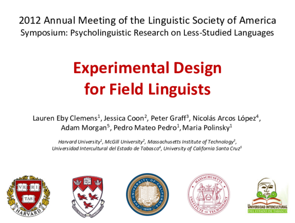 (PDF) Experimental design for field linguistics