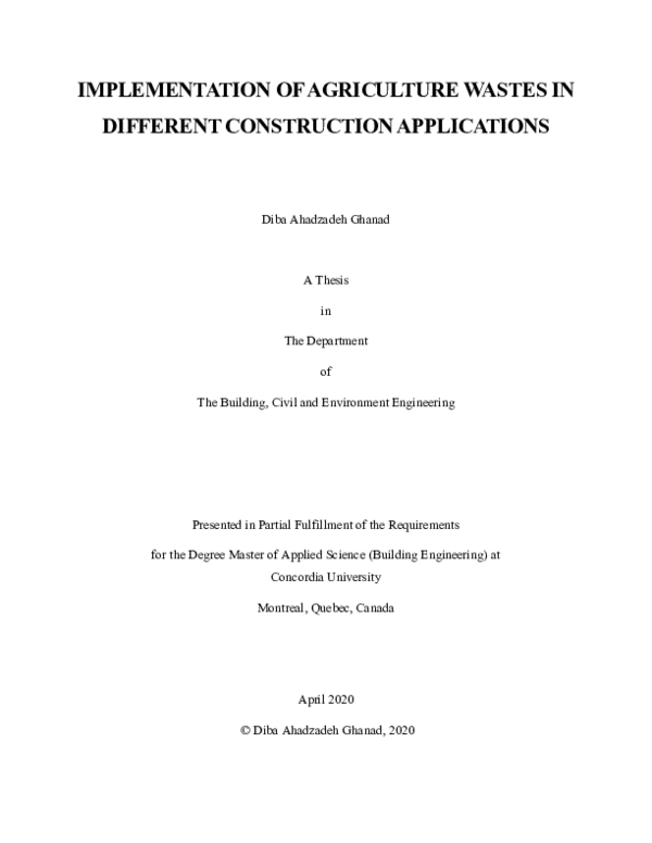 (PDF) Agricultural Waste in Sustainable Construction Applications (PDF) Agricultural Waste in Sustainable Construction Applications