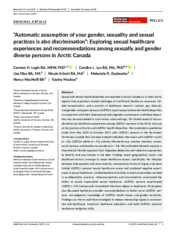 (PDF) “Automatic assumption of your gender, sexuality and sexual practices is also ...