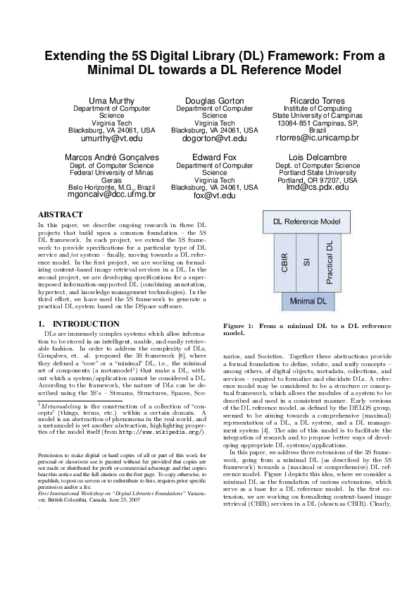(PDF) Extending the 5S digital library (DL) framework: From a minimal ...