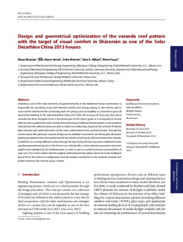 (PDF) Design and geometrical optimization of the veranda roof pattern ...