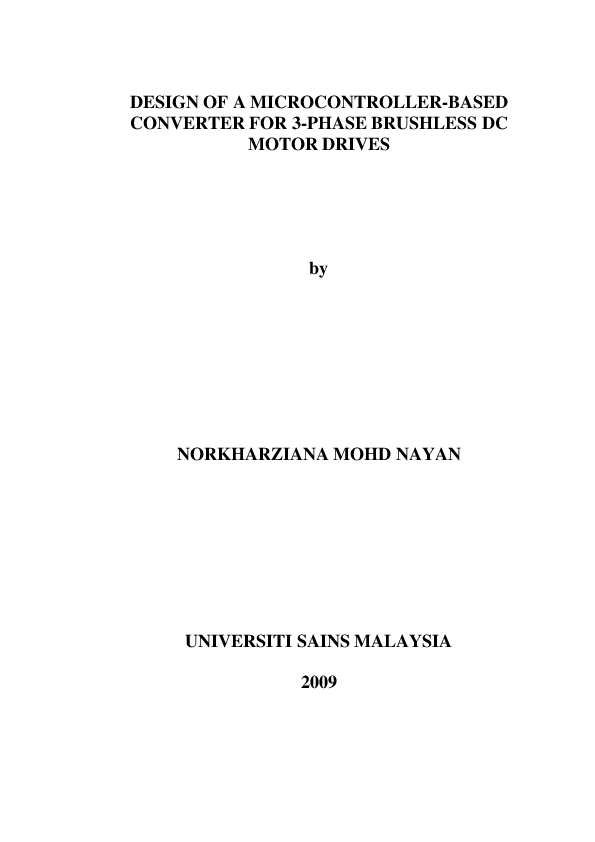 Pdf Microcontroller Converter For 3 Phase Bldc Control