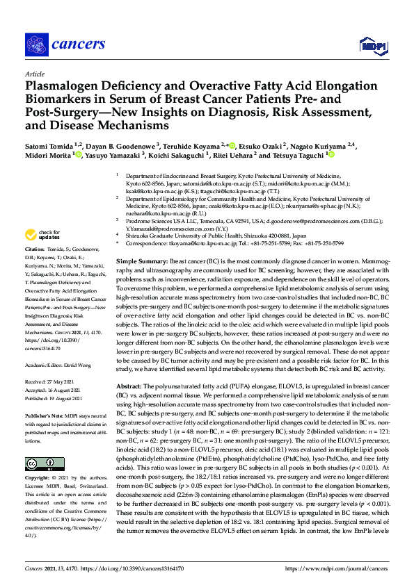(PDF) Plasmalogen Deficiency and Overactive Fatty Acid Elongation ...
