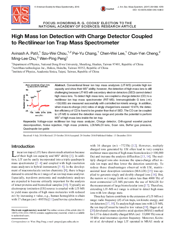 (PDF) High Mass Ion Detection with Charge Detector Coupled to ...