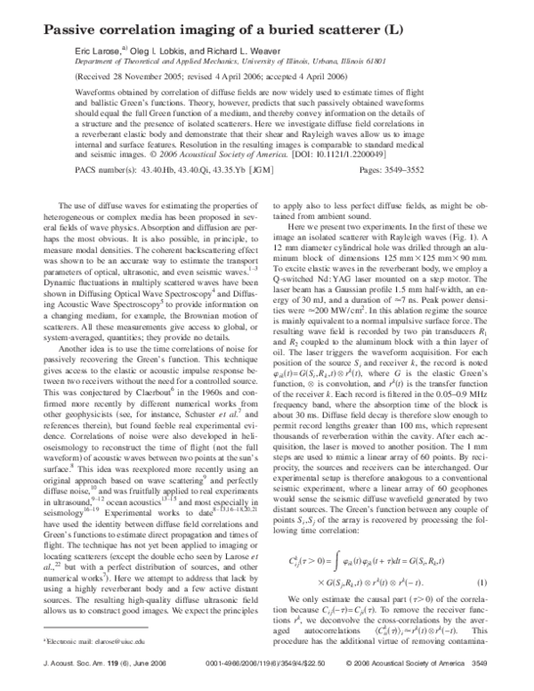 (PDF) Passive correlation imaging of a buried scatterer