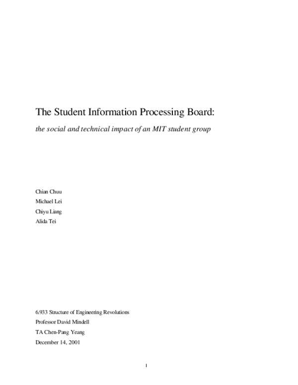 (PDF) The Student Information Processing Board: the social and ...