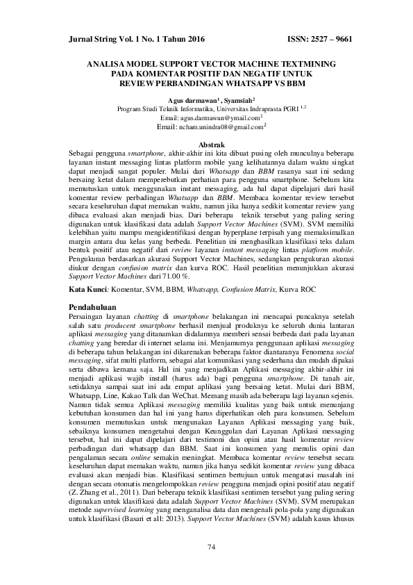 (PDF) Analisa Model Support Vector Machine Textmining Pada Komentar ...
