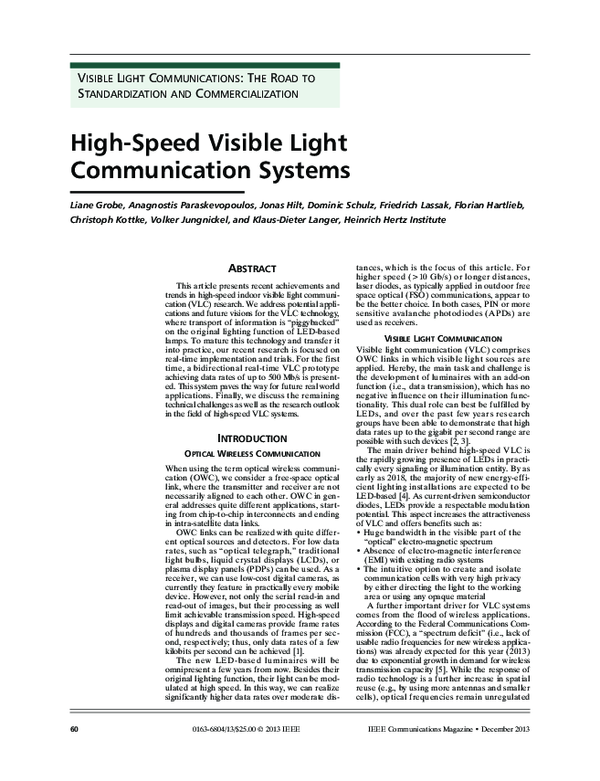 (PDF) High-speed visible light communication systems