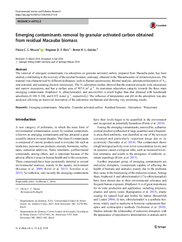(PDF) Emerging contaminants removal by granular activated carbon obtained from residual Macauba ...