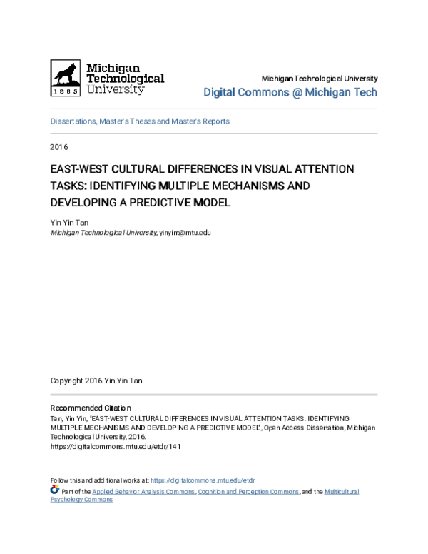 (PDF) East-West Cultural Differences in Visual Attention Tasks: Identifying Multiple Mechanisms ...