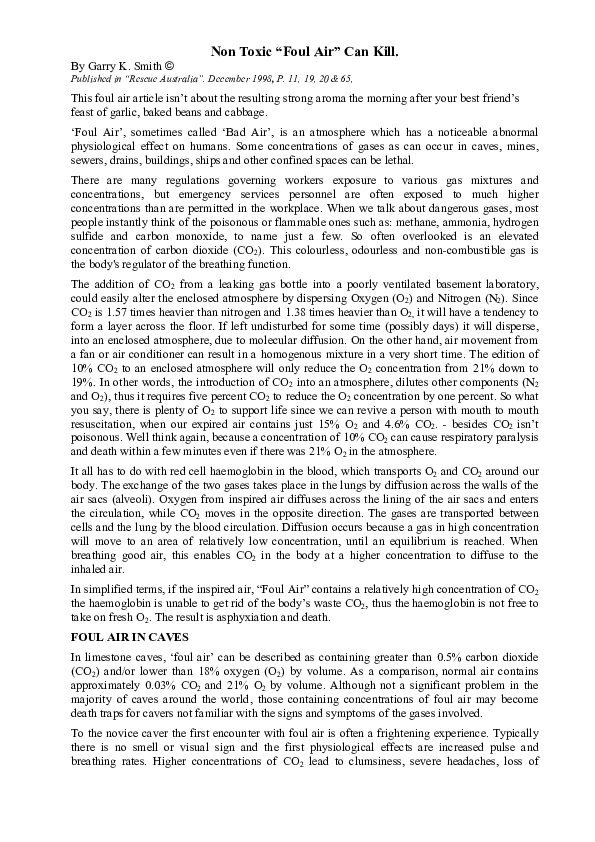 (PDF) Non Toxic "Foul Air" Can Kill