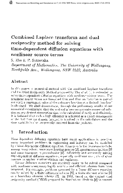 Pdf Combined Laplace Transform And Dualreciprocity Method For 3284