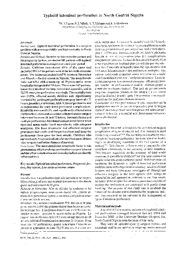 (PDF) Typhoid intestinal perforation in North Central Nigeria | A ...