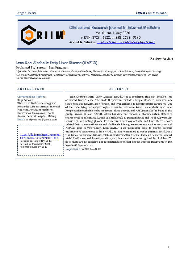 (PDF) Lean Non-Alcoholic Fatty Liver Disease (NAFLD)