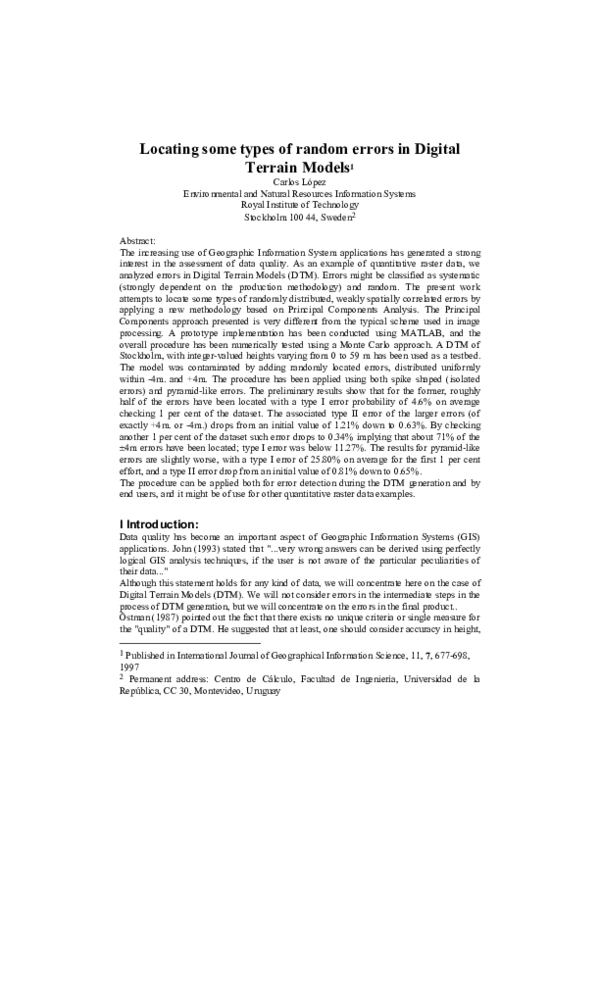 Pdf Locating Some Types Of Random Errors In Digital Terrain Models