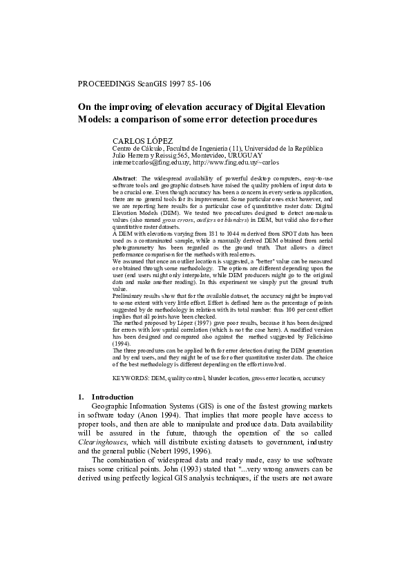 (PDF) Improving the Elevation Accuracy of Digital Elevation Models: A Comparison of Some Error ...