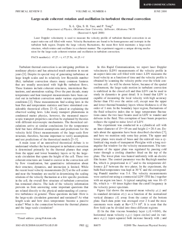 (PDF) Large-scale coherent rotation and oscillation in turbulent ...
