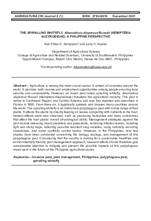 (PDF) THE SPIRALING WHITEFLY Aleurodicus dispersus Russell HEMIPTERA ...