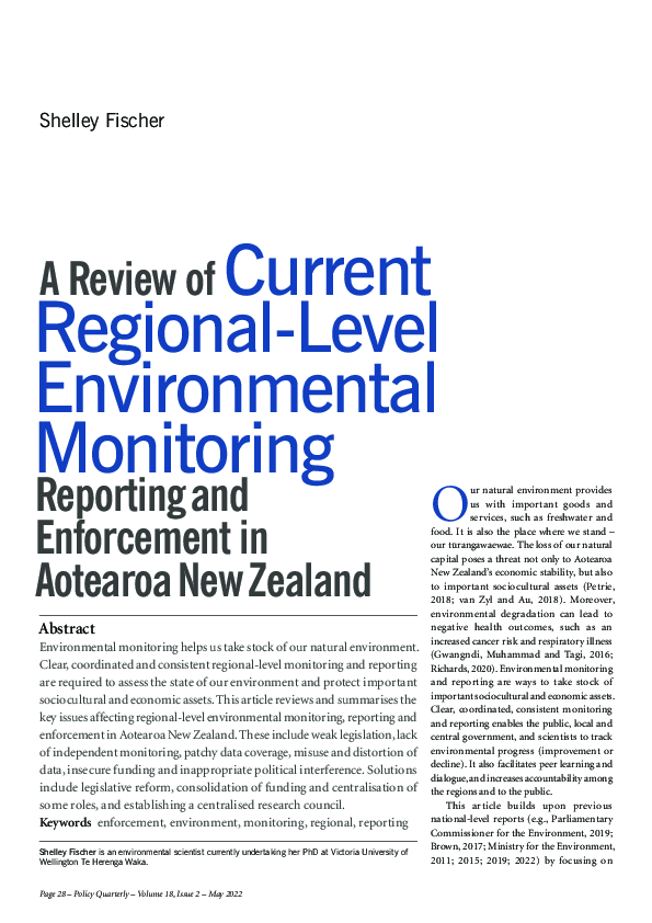 (PDF) A Review of Current Regional-Level Environmental Monitoring