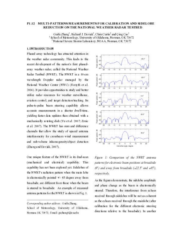 Pdf P1 12 Multi Patterns Measurements For Calibration And Sidelobe Reduction On The National