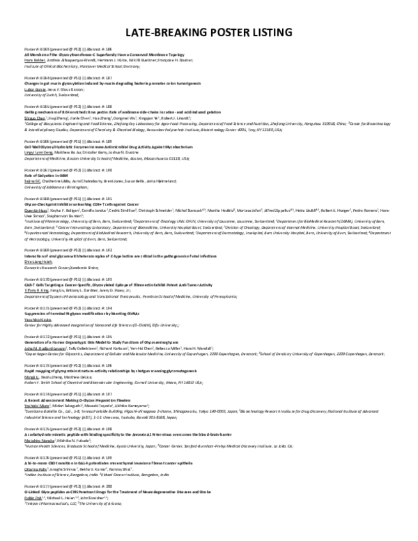 (PDF) Late-Breaking Poster Listing