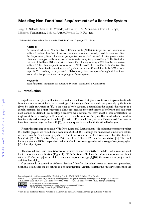 (PDF) Modeling Non-Functional Requirements of a Reactive System | ALEXANDER JUNIOR MONZON ...