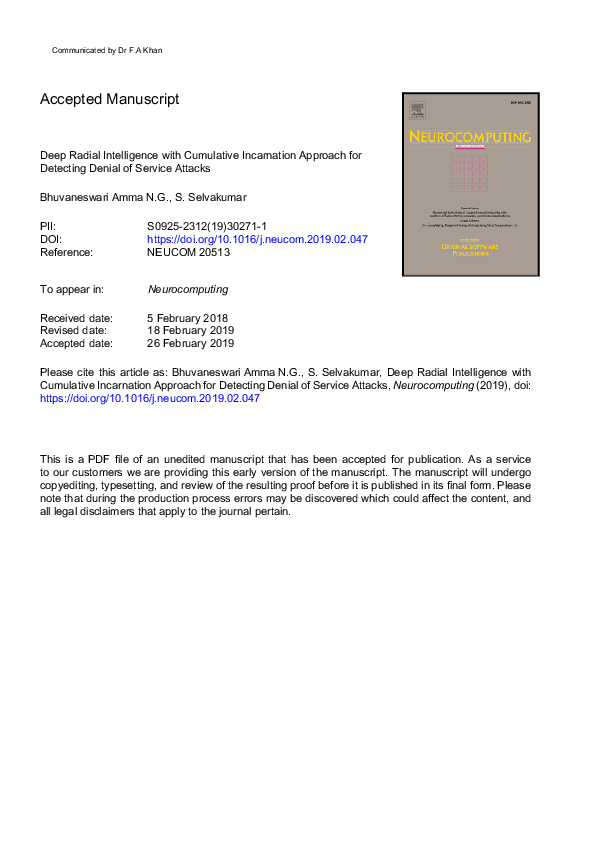 Pdf Deep Radial Intelligence With Cumulative Incarnation Approach For Detecting Denial Of