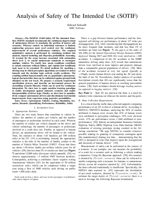 (PDF) Analysis of Safety of The Intended Use (SOTIF)